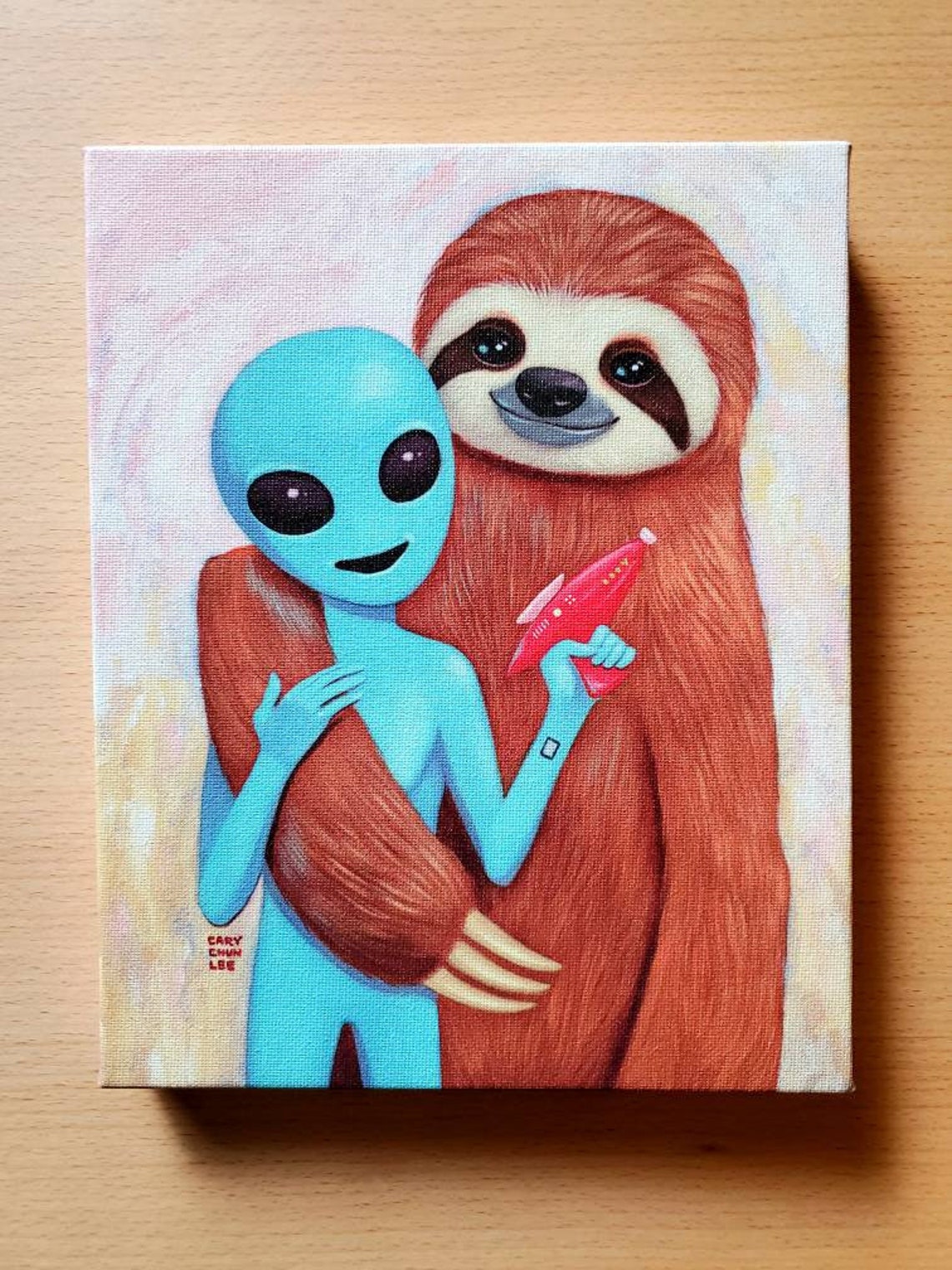 Sloth and Alien Buddies Canvas Print - Etsy