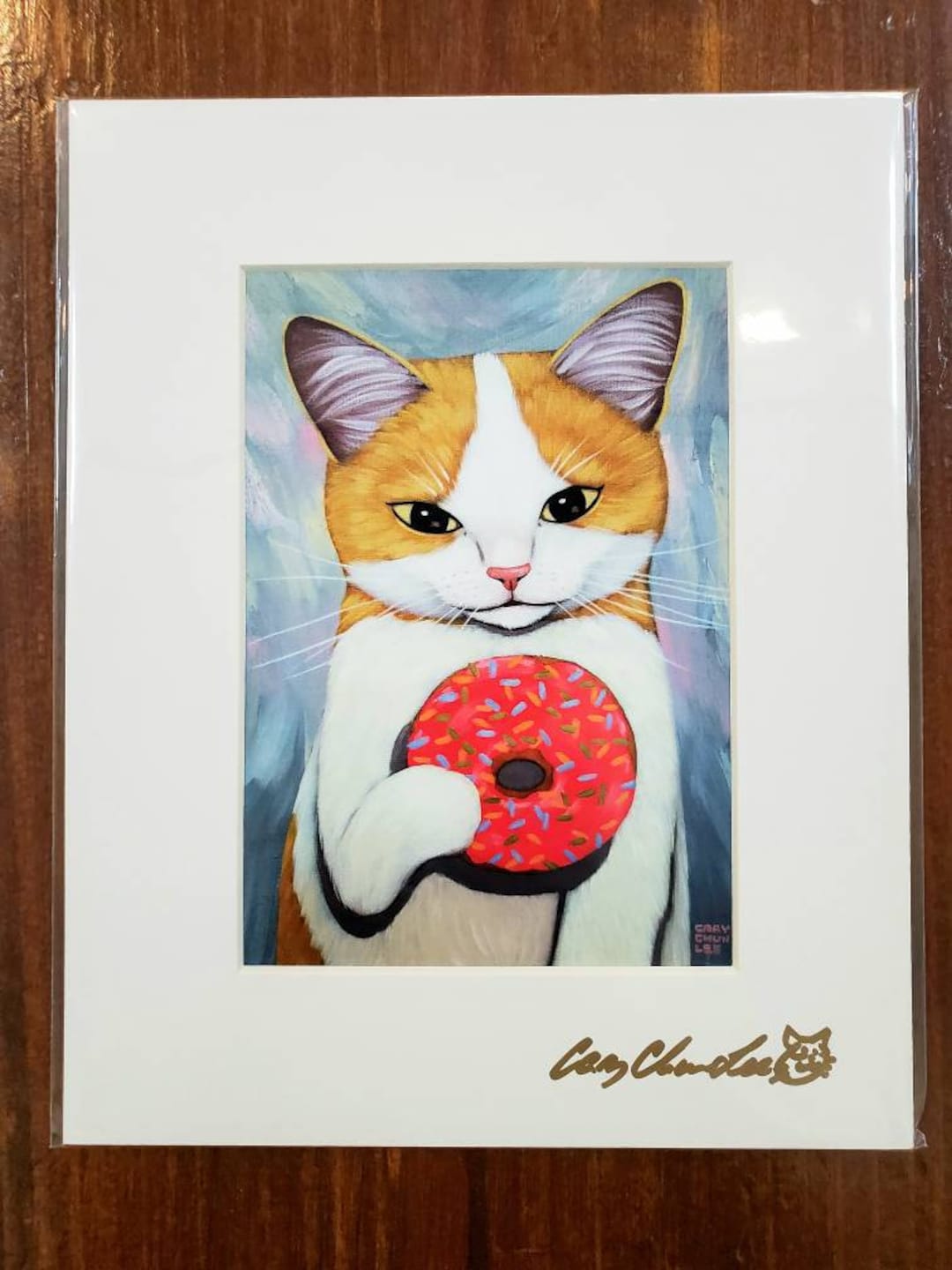Pink Donut Cat Art Print - Etsy