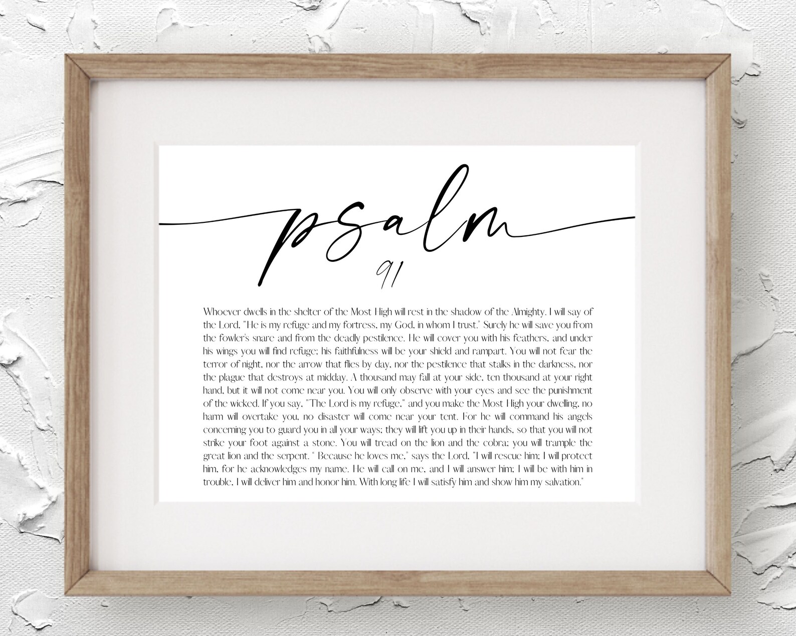 Horizontal bible verse wall art Psalm 91 Christian wall | Etsy