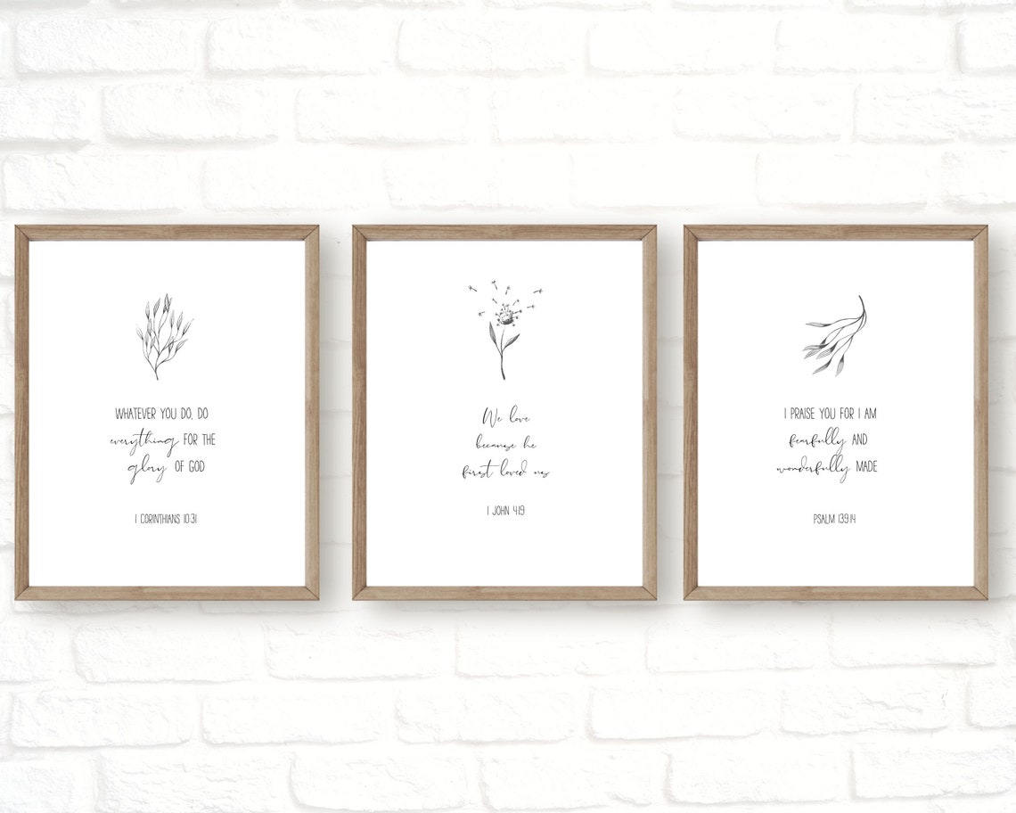 Bible Verse Wall Art Set of 3 Christian Wall Art Modern | Etsy