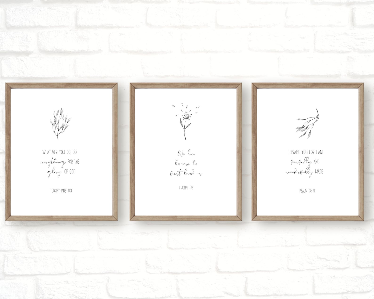 Bible Verse Wall Art, Set of 3 Christian Wall Art, Modern Bible Verse ...