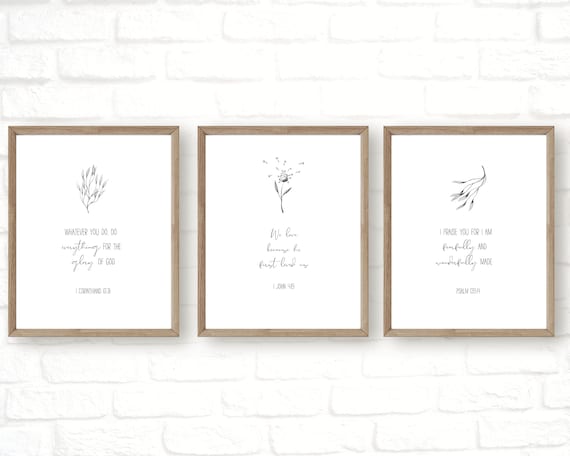 Bible Verse Wall Art Set of 3 Christian Wall Art Modern | Etsy