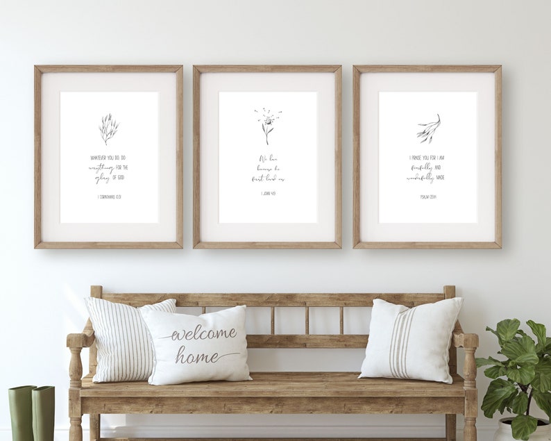 Bible Verse Wall Art Set of 3 Christian Wall Art Modern - Etsy
