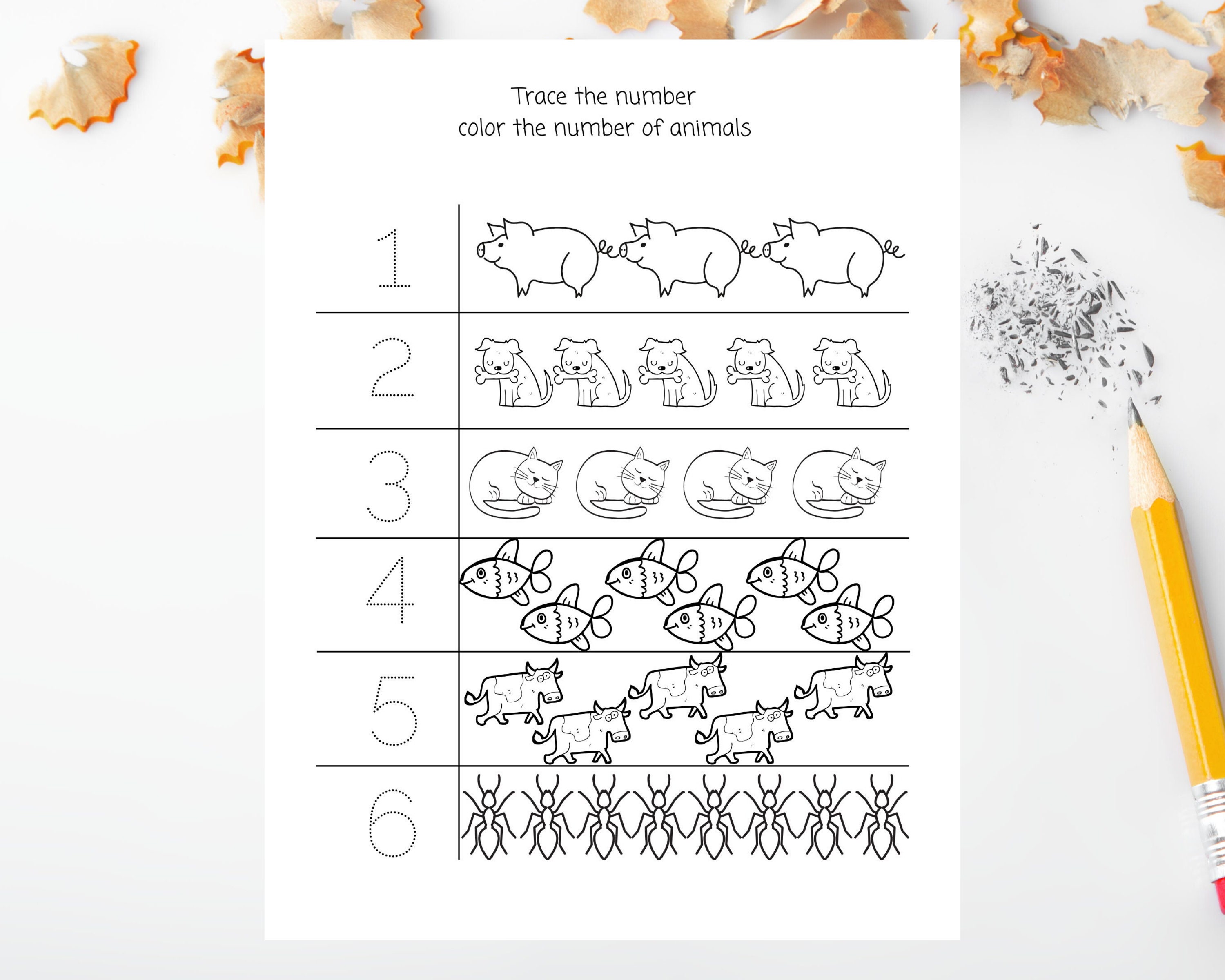 Preschool Worksheets, Numbers Practice Worksheets, Preschool Number ...