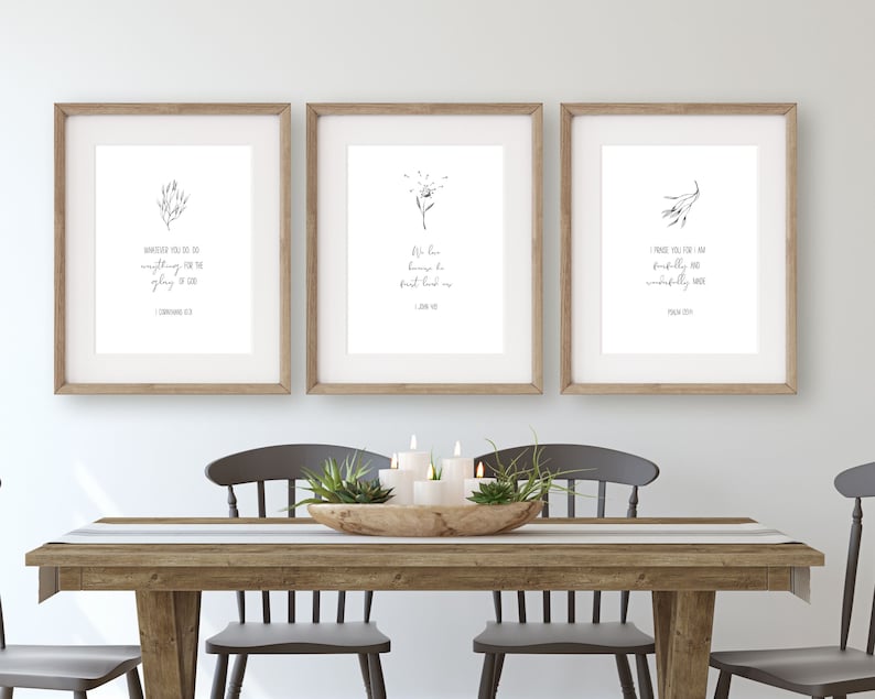 Bible Verse Wall Art, Set of 3 Christian Wall Art, Modern Bible Verse ...