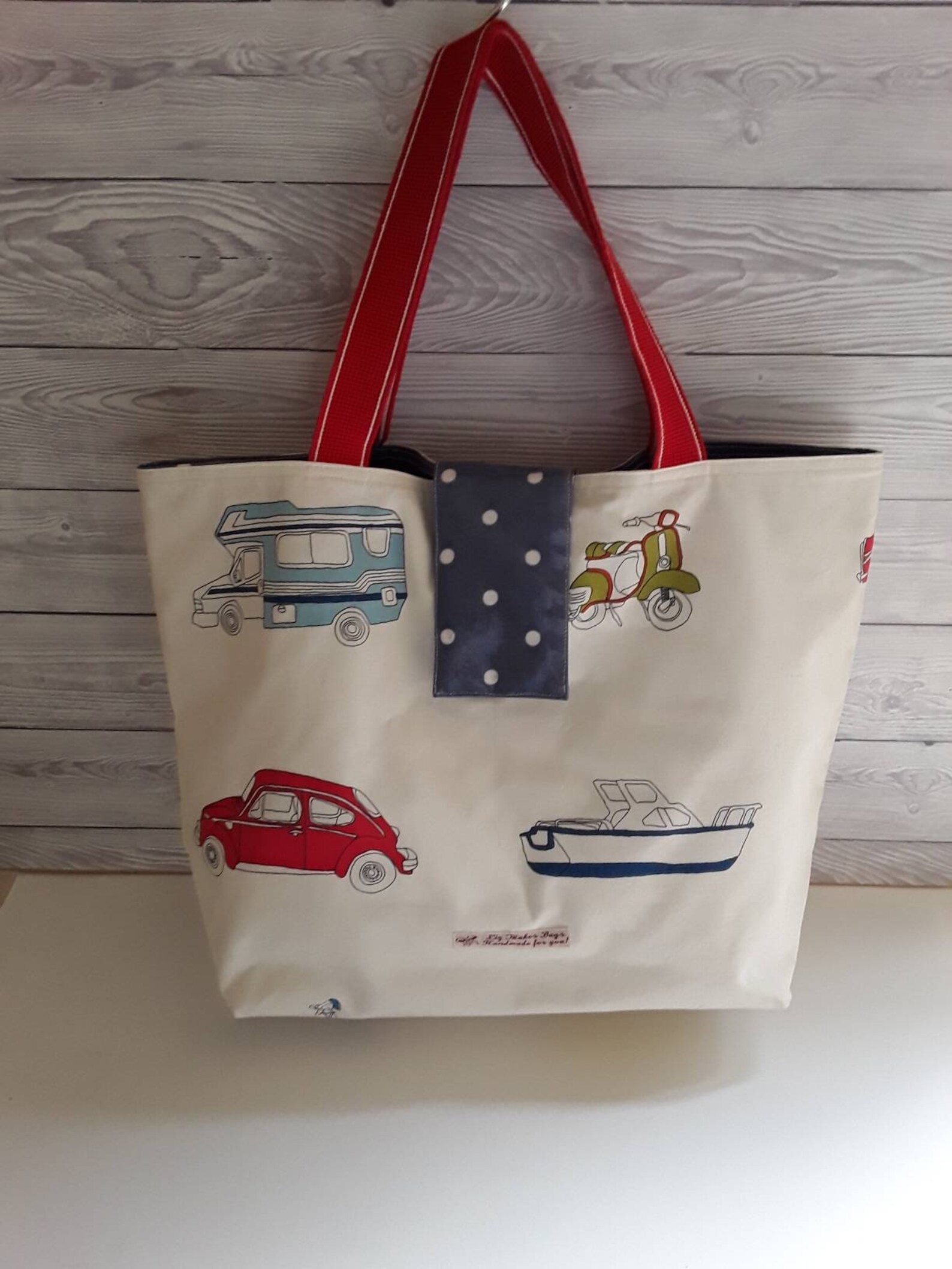 Beach Bag, Shoulder Tote, Holiday Bag, Waterproof, Reversible, Boats ...