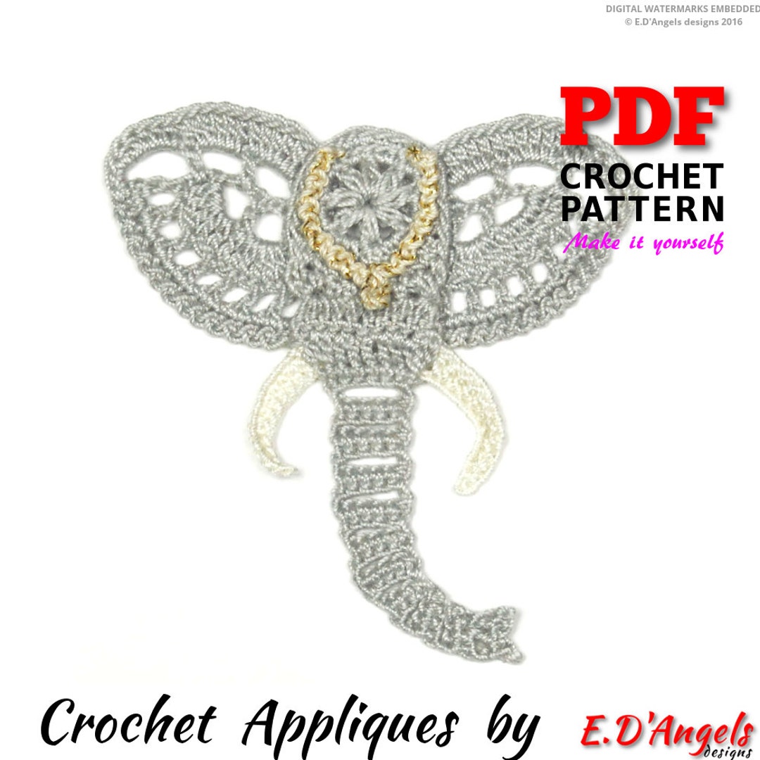 Crochet Elephant Applique Pattern: PDF Instant Download - Etsy