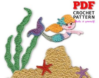 Mermaid Applique CROCHET PATTERN - Etsy