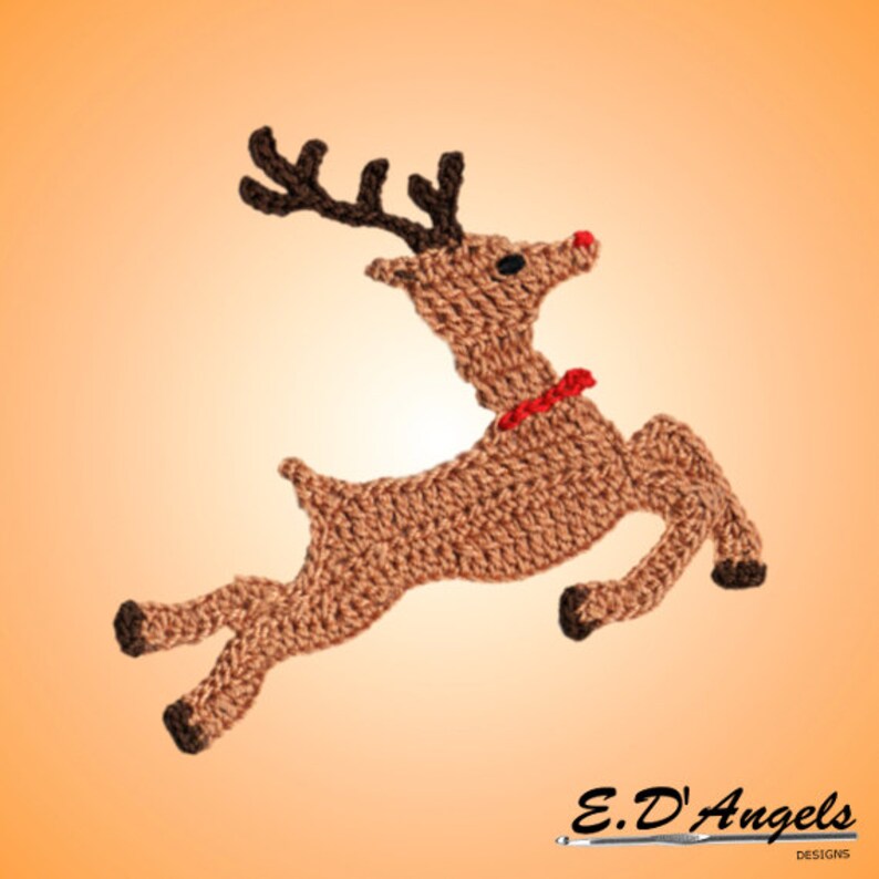 Crochet Reindeer Applique Pattern: Christmas Decor (PDF Download ...