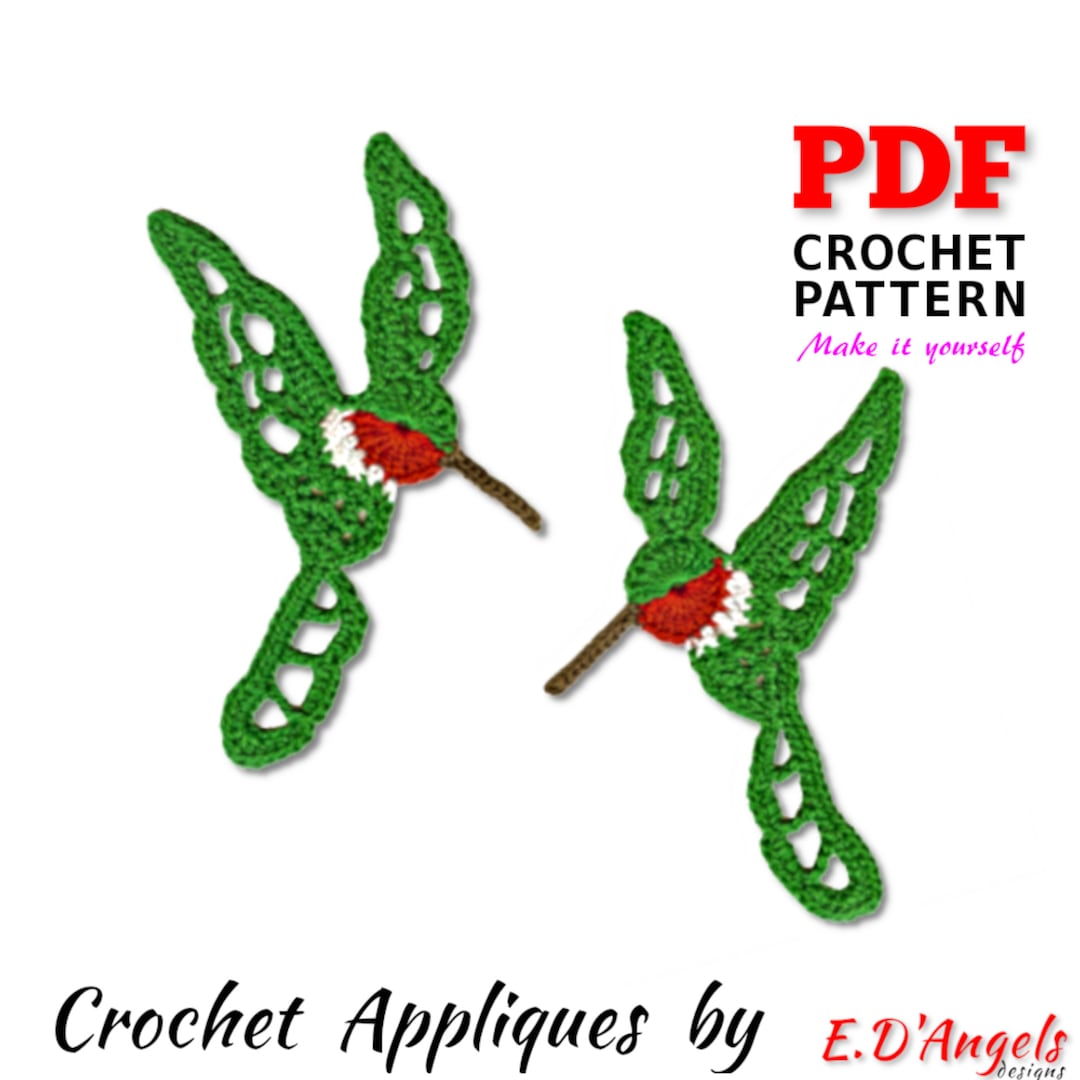 Crochet Hummingbird Applique Pattern: 2-in-1 Design (PDF Download) - Etsy