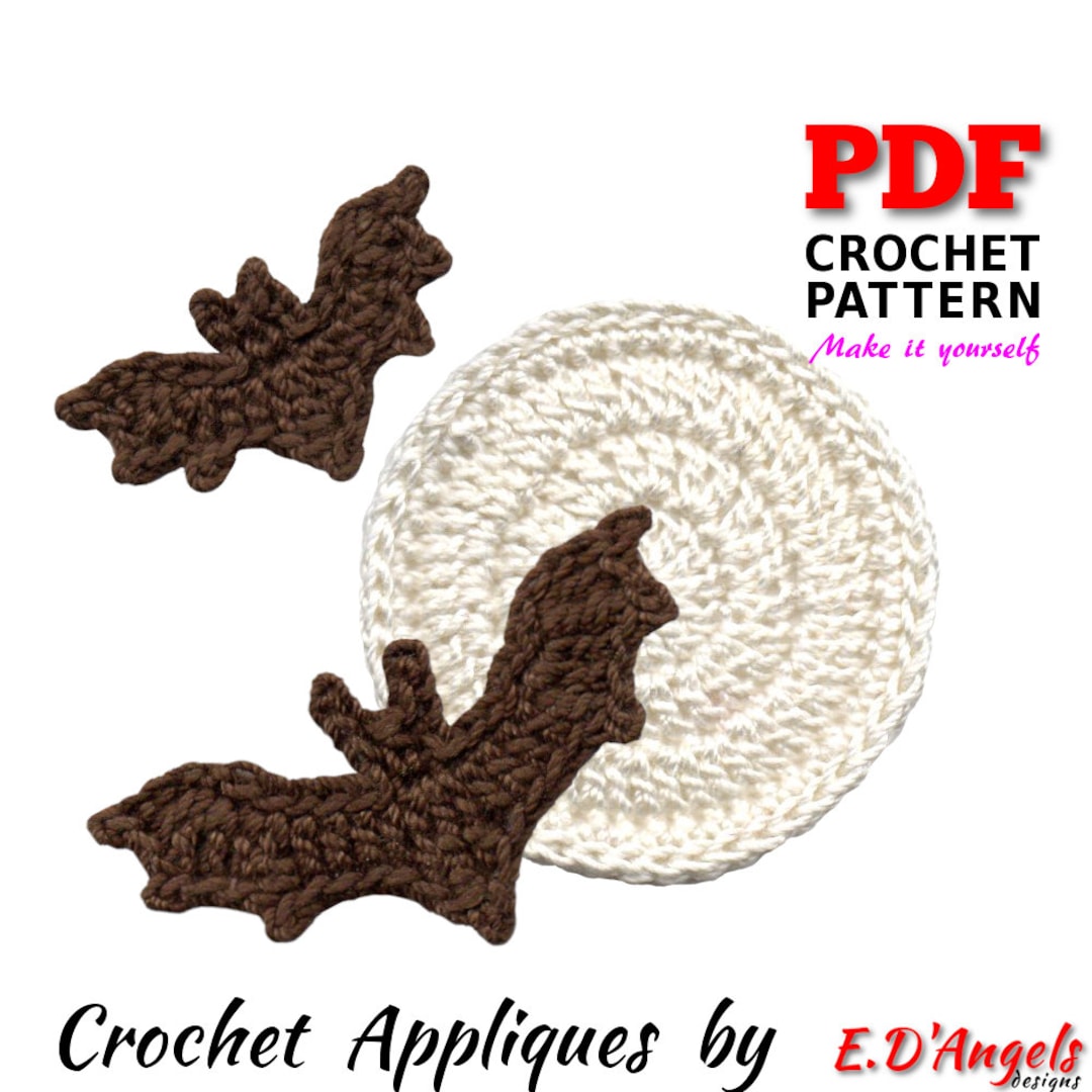 Crochet Halloween Applique Pattern: Full Moon & Bats (PDF Download) - Etsy