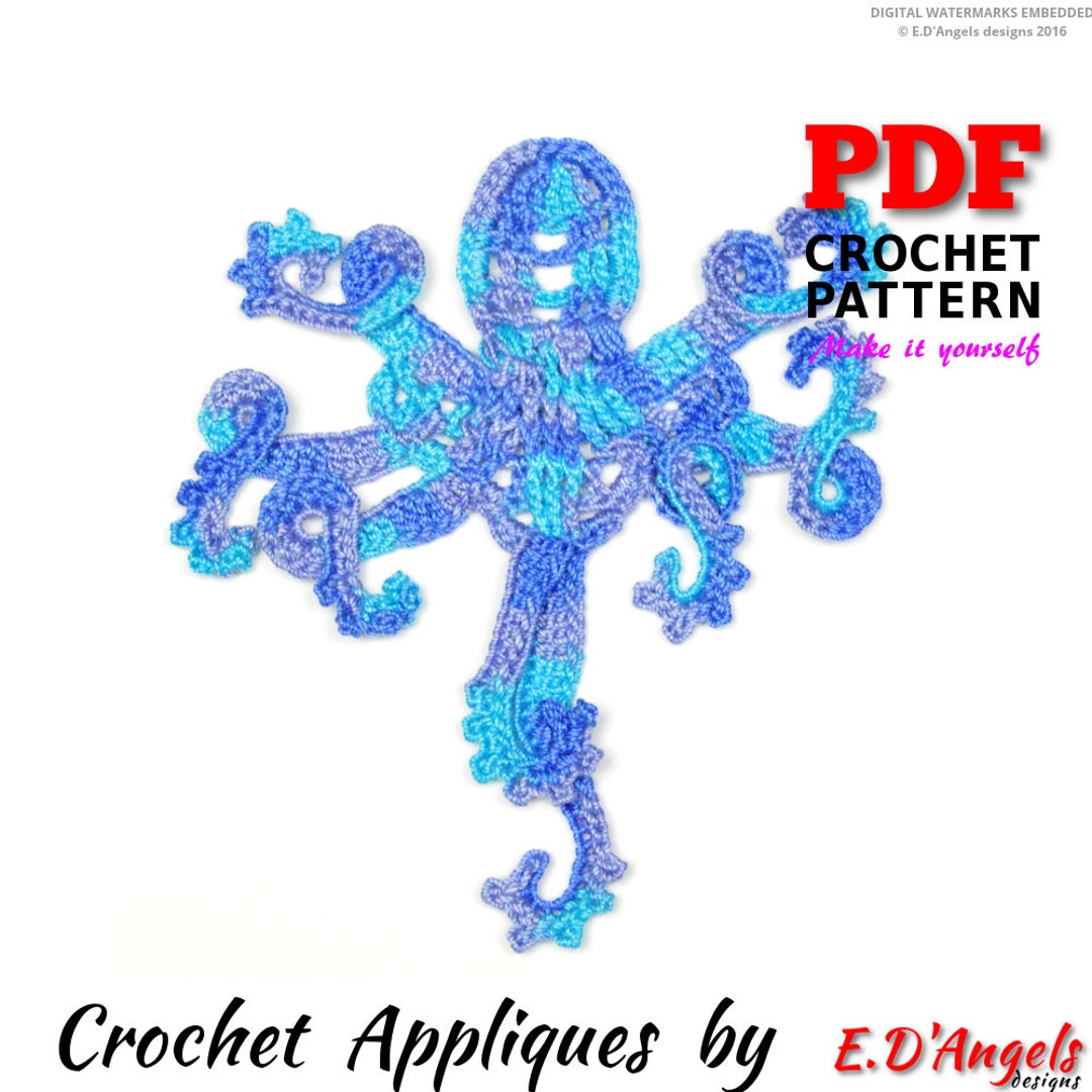 Crochet Pattern, Crochet OCTOPUS Applique, Applique Pattern, Crochet ...