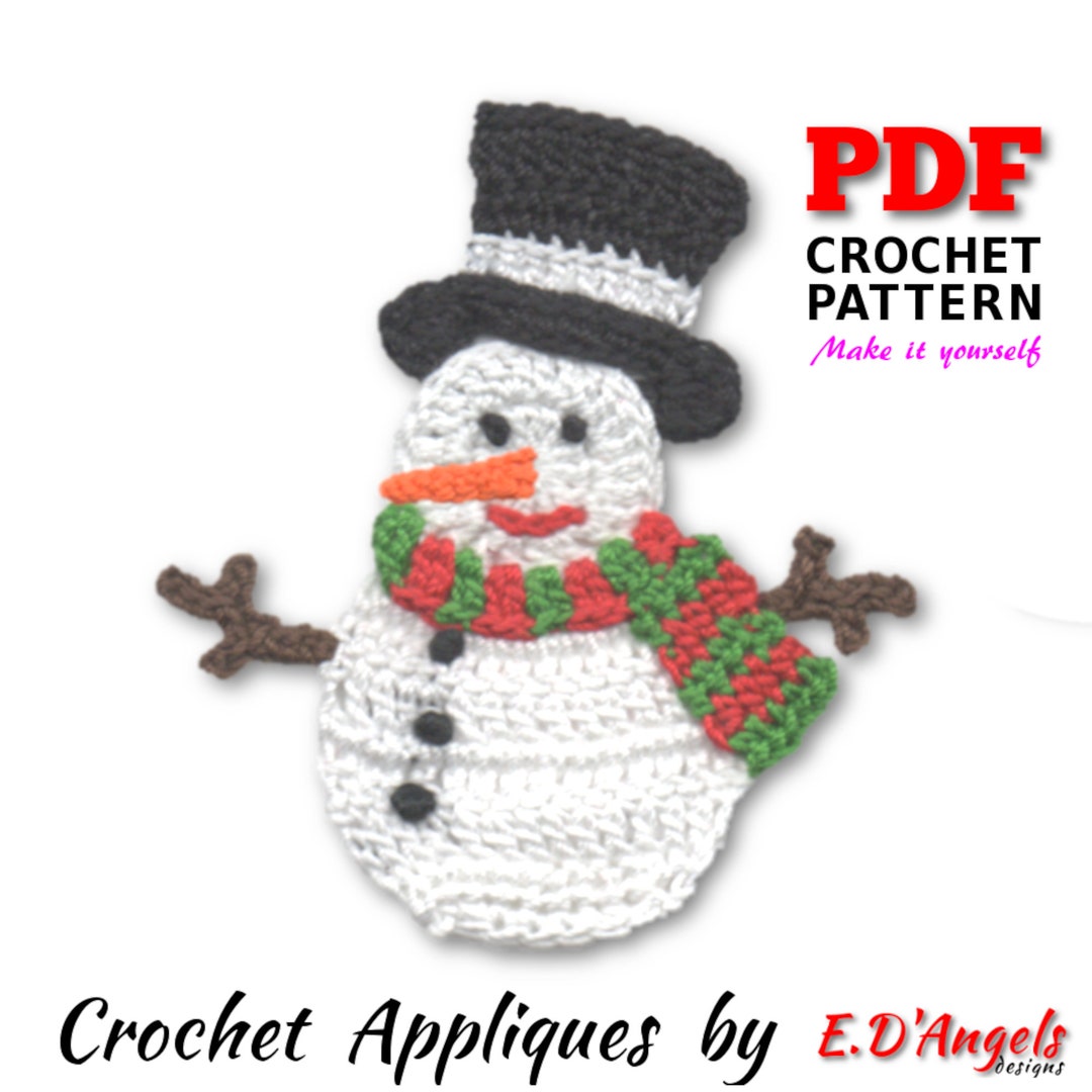 Crochet Pattern, Christmas Patterns, Crochet SNOWMAN, Applique Pattern ...