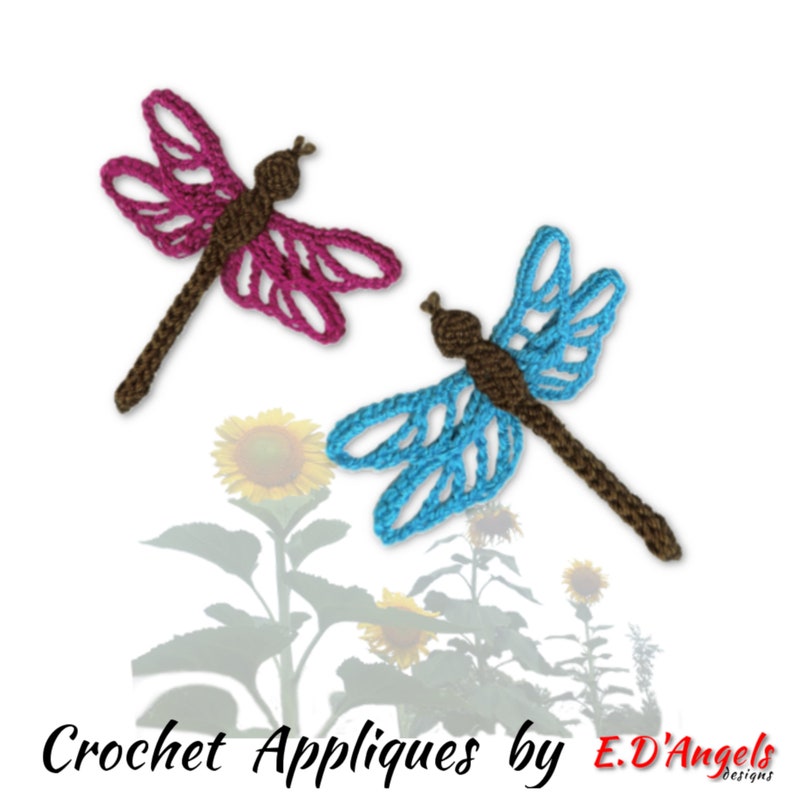 Crochet Pattern Applique, DRAGONFLY - Etsy