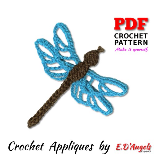 Dragonfly Applique CROCHET PATTERN PDF Detailed Photos - Etsy