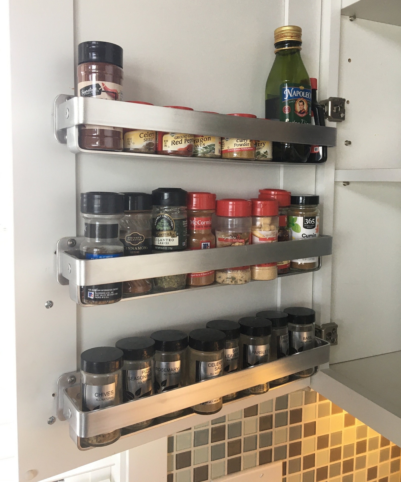 Improved Brushed Aluminum Spice Rack (storage Shelf) With Secure ...