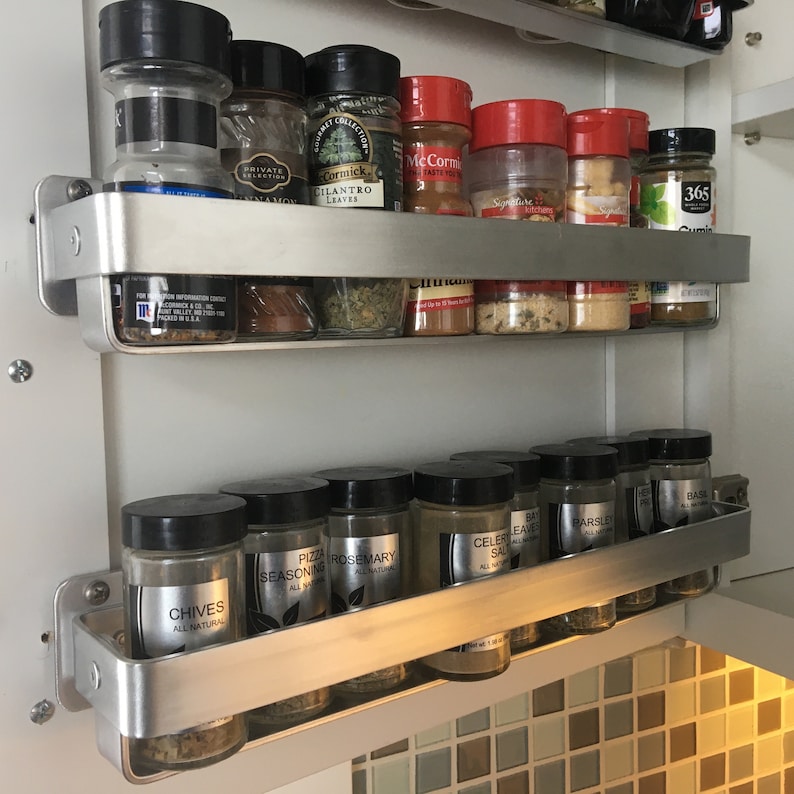 Improved Brushed Aluminum Spice Rack (storage Shelf) With Secure ...