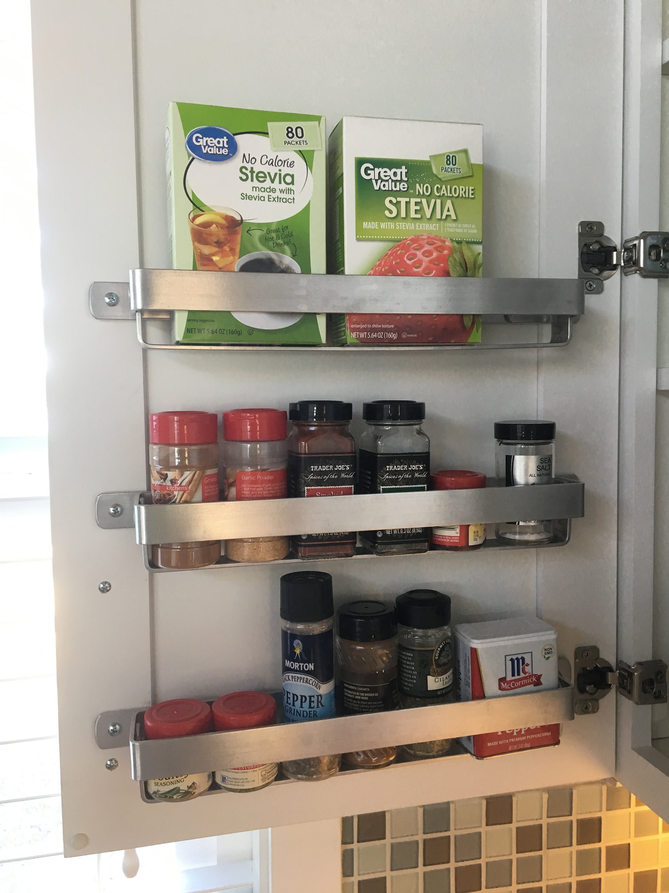 Brushed Aluminum Spice Rack storage Shelf With Secure - Etsy