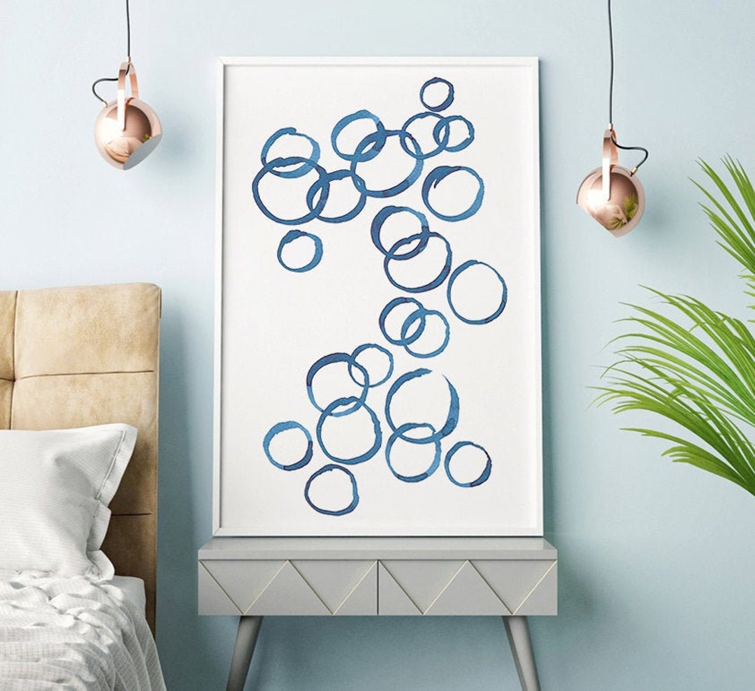 Abstract Art, Blue Wall Art, Large Abstract Art, Geometric Wall Art ...