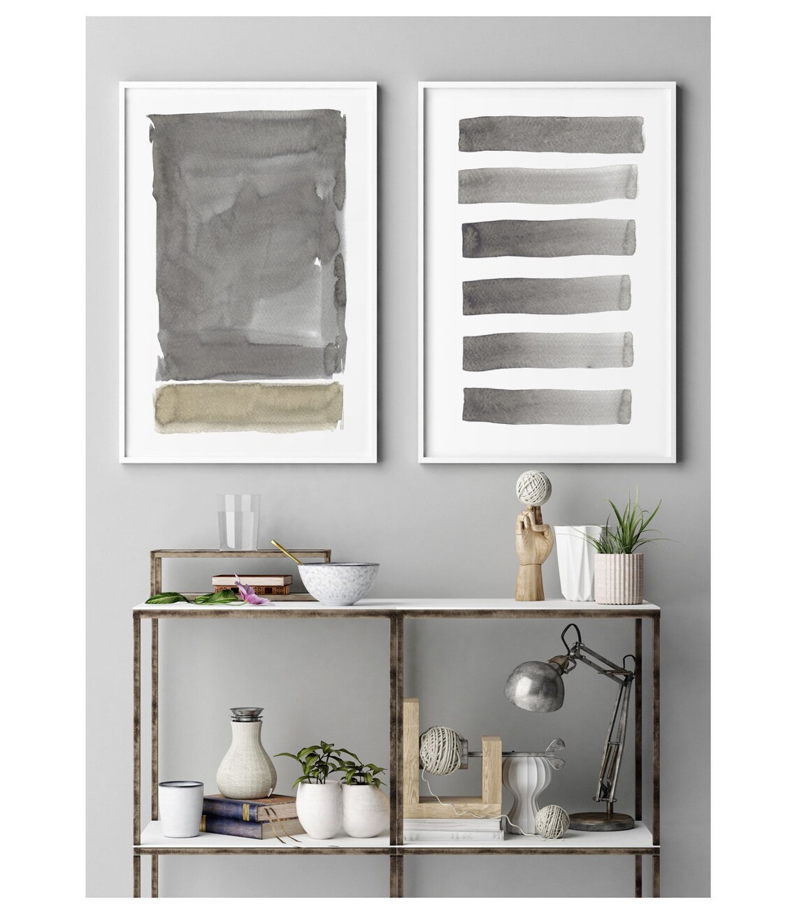 Grey Abstract Art Set Set of 2 Abstract Art Abstract - Etsy