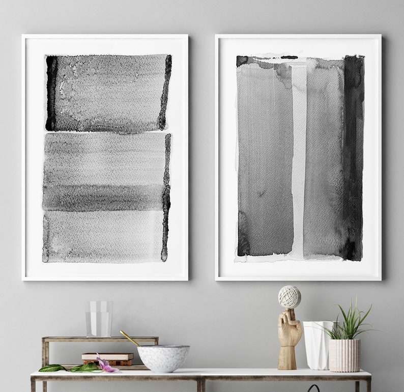 Abstract Art Large Wall Art Gray Abstract Art Set of 3 | Etsy