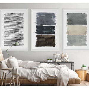 Large Abstract Art, Gray Wall Art, Abstract Art, Painting Set 3 ...