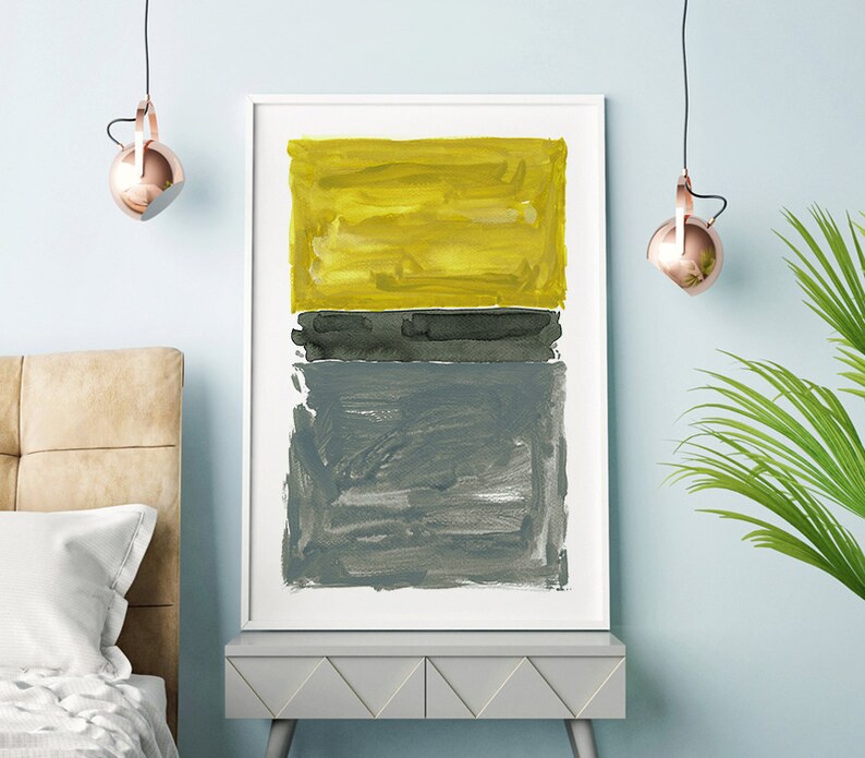 Abstract Art Abstract Acrylic Painting Yellow Gray Wall Art - Etsy