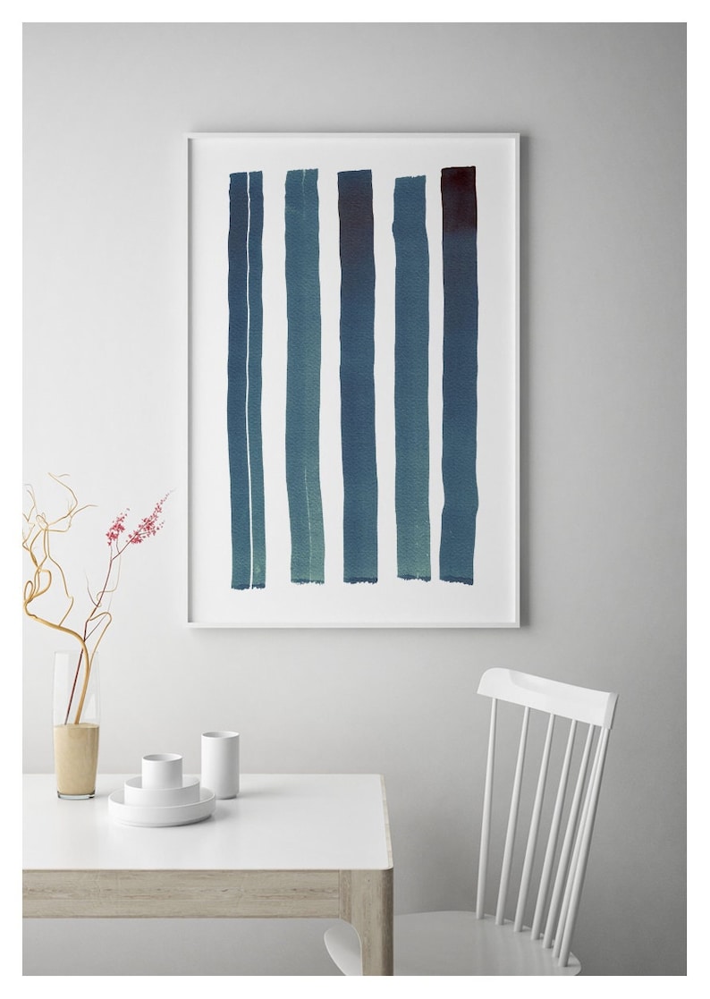 Minimalist Art, Blue Abstract Painting, Large Wall Art, Watercolor ...