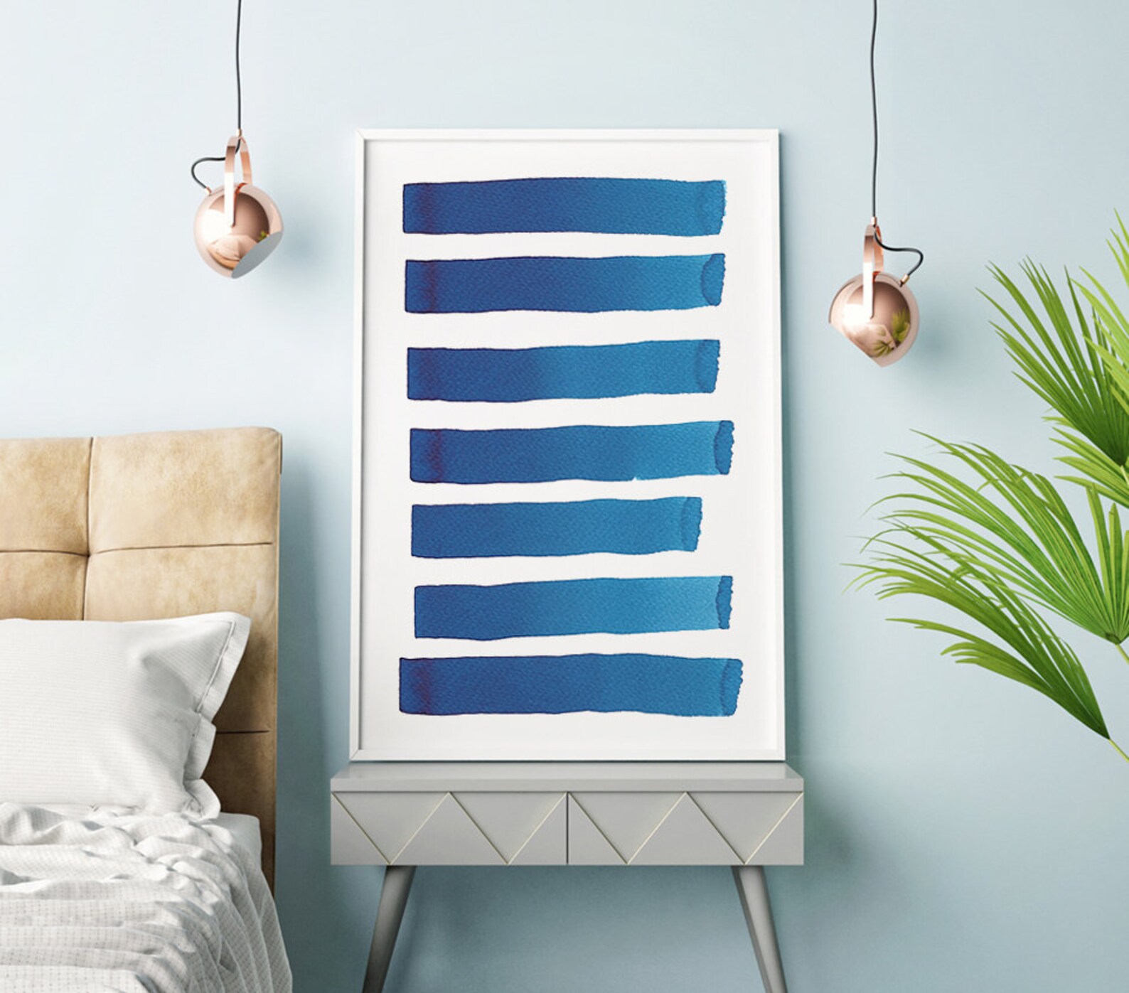 Blue Abstract Wall Art, Large Modern Wall Art, Abstract Art, Set of 2 ...