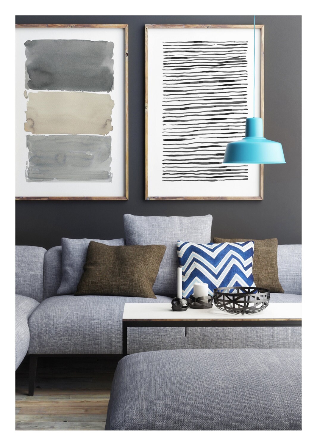 Large Abstract Art, Gray Wall Art, Abstract Art, Painting Set 3 ...