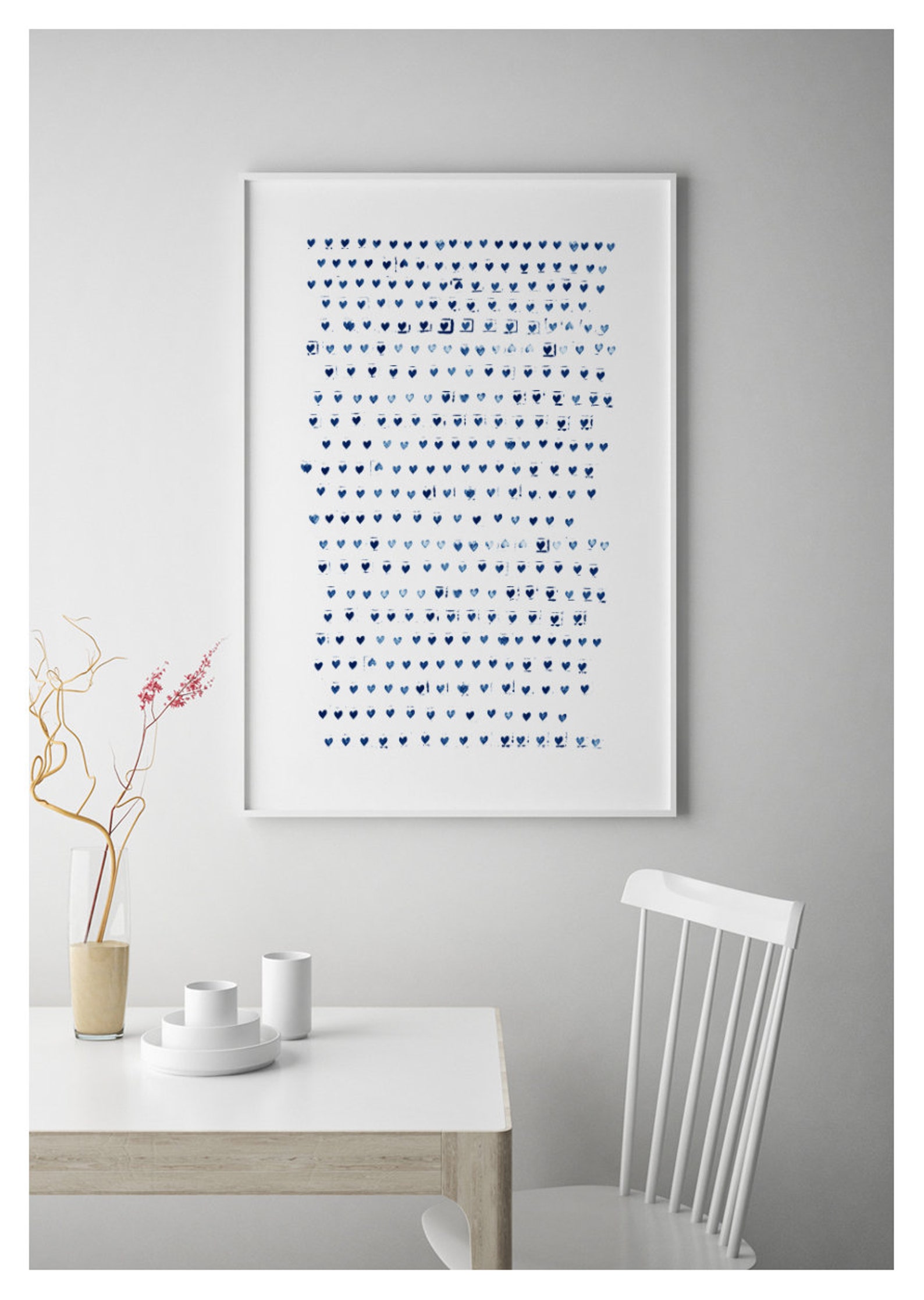 Heart Wall Art, Blue Heart, Abstract Art, Large Abstract Art, Abstract ...