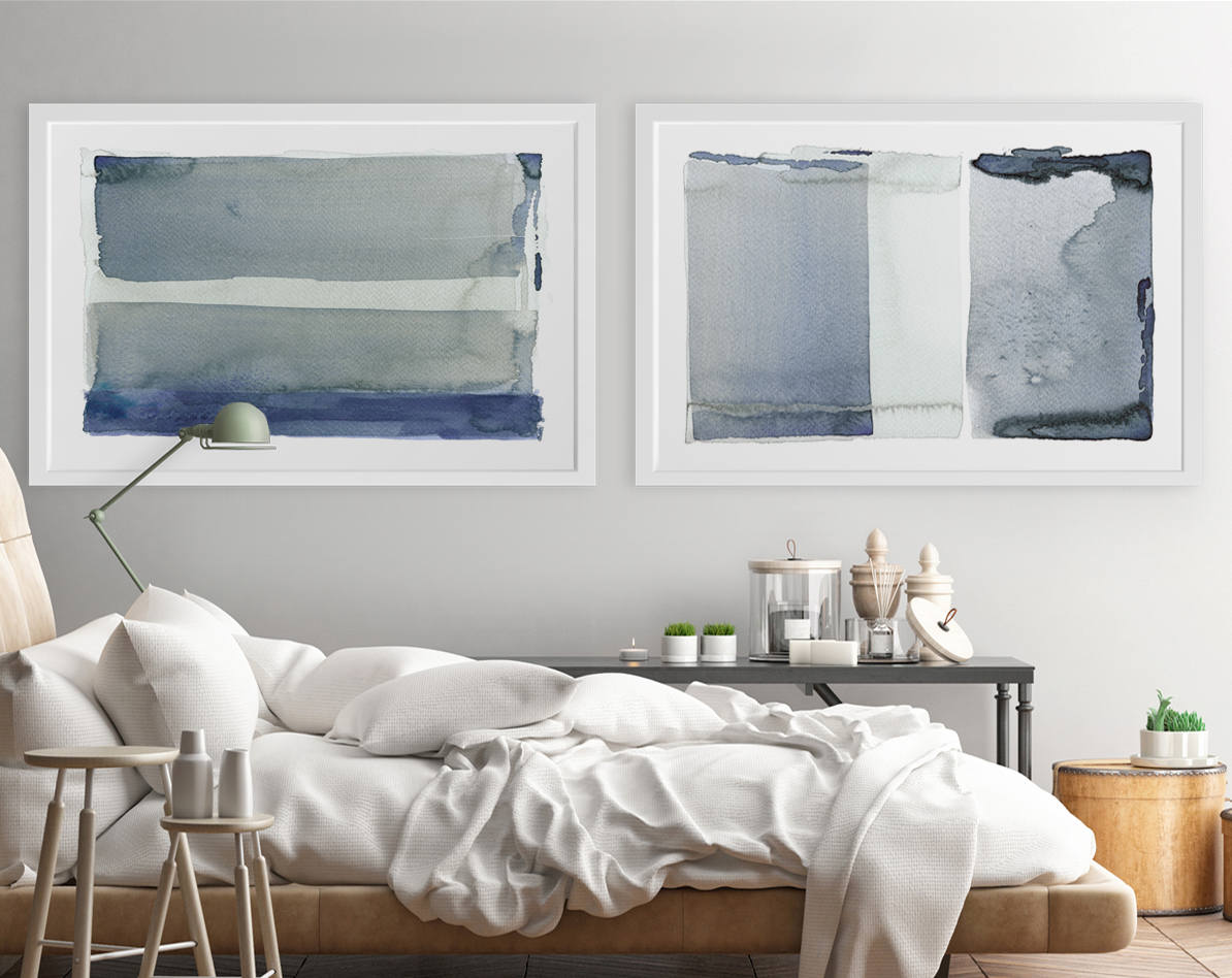 Abstract Wall Art Gray Wall Art Set Abstract Watercolor | Etsy