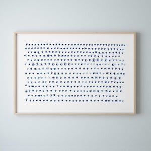 Minimalist Large Wall Art, Navy Blue Heart Print, Indigo Love Art ...