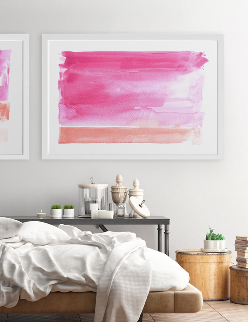 Pink Abstract Landscape Art Print, Large Wall Decor (24x36) - Etsy