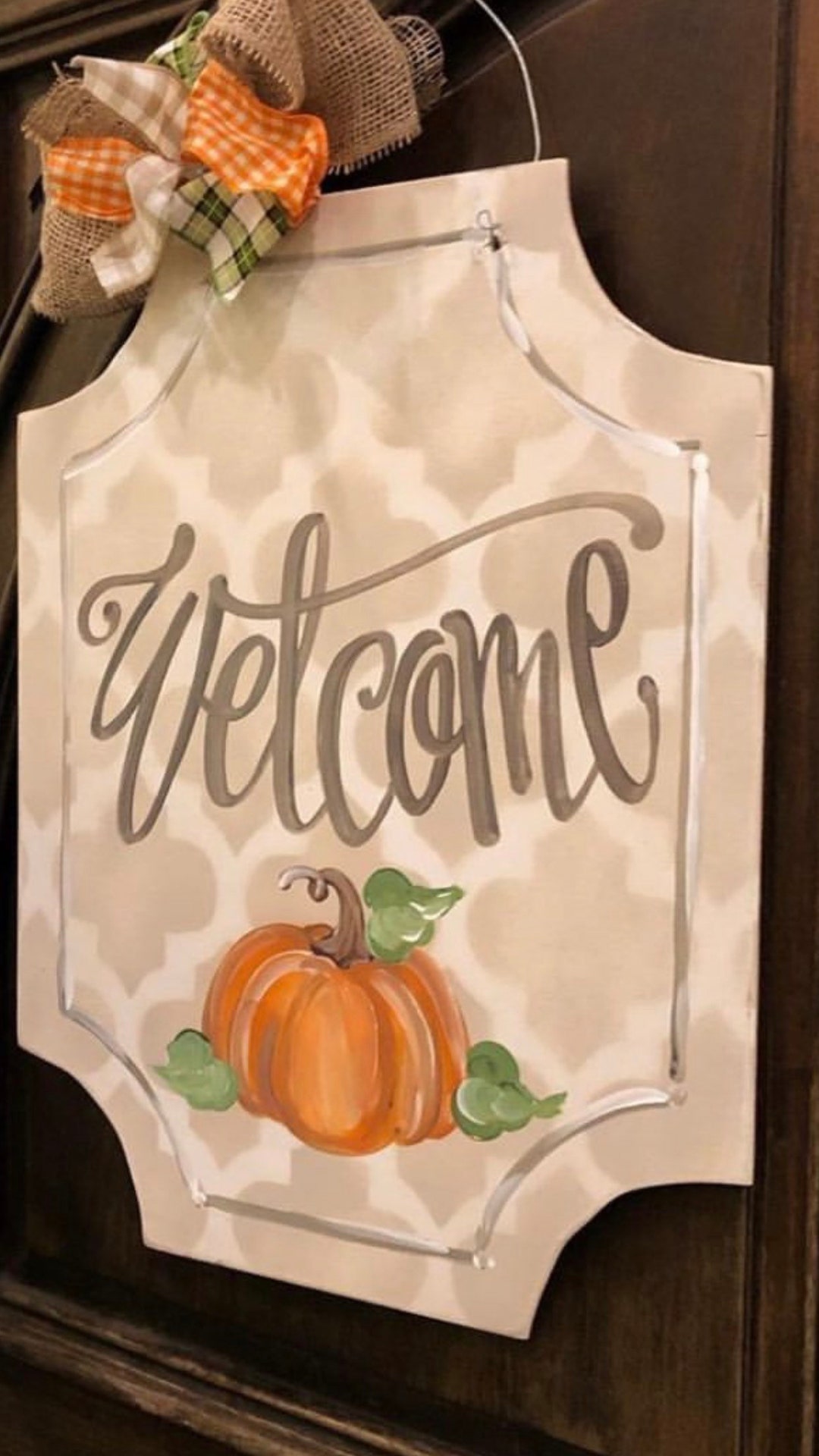 Pumpkin Door Hanger Fall Decor Happy Fall Welcome Fall Decor Pumpkin ...