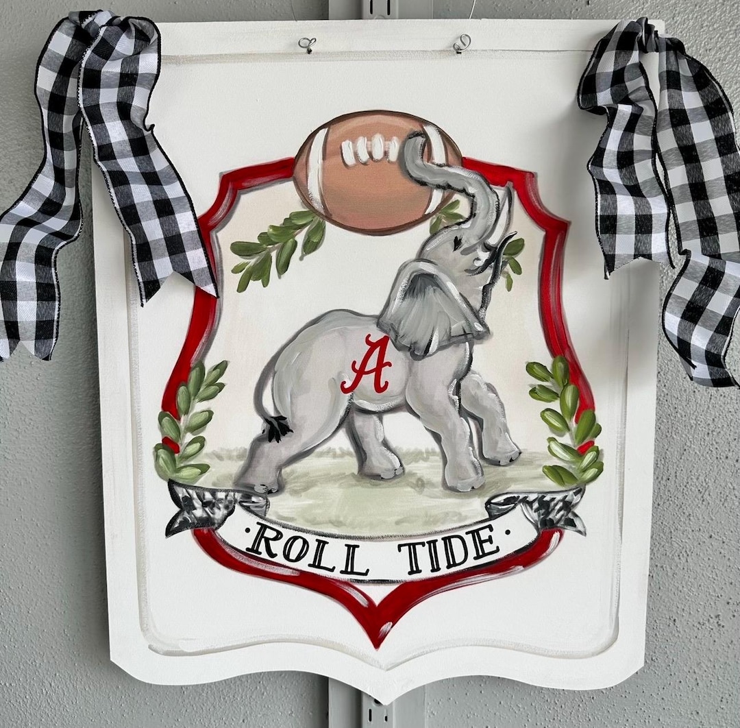 Elephant Crest Door Hanger, Customize Color and Team. Size is 18”x24 ...