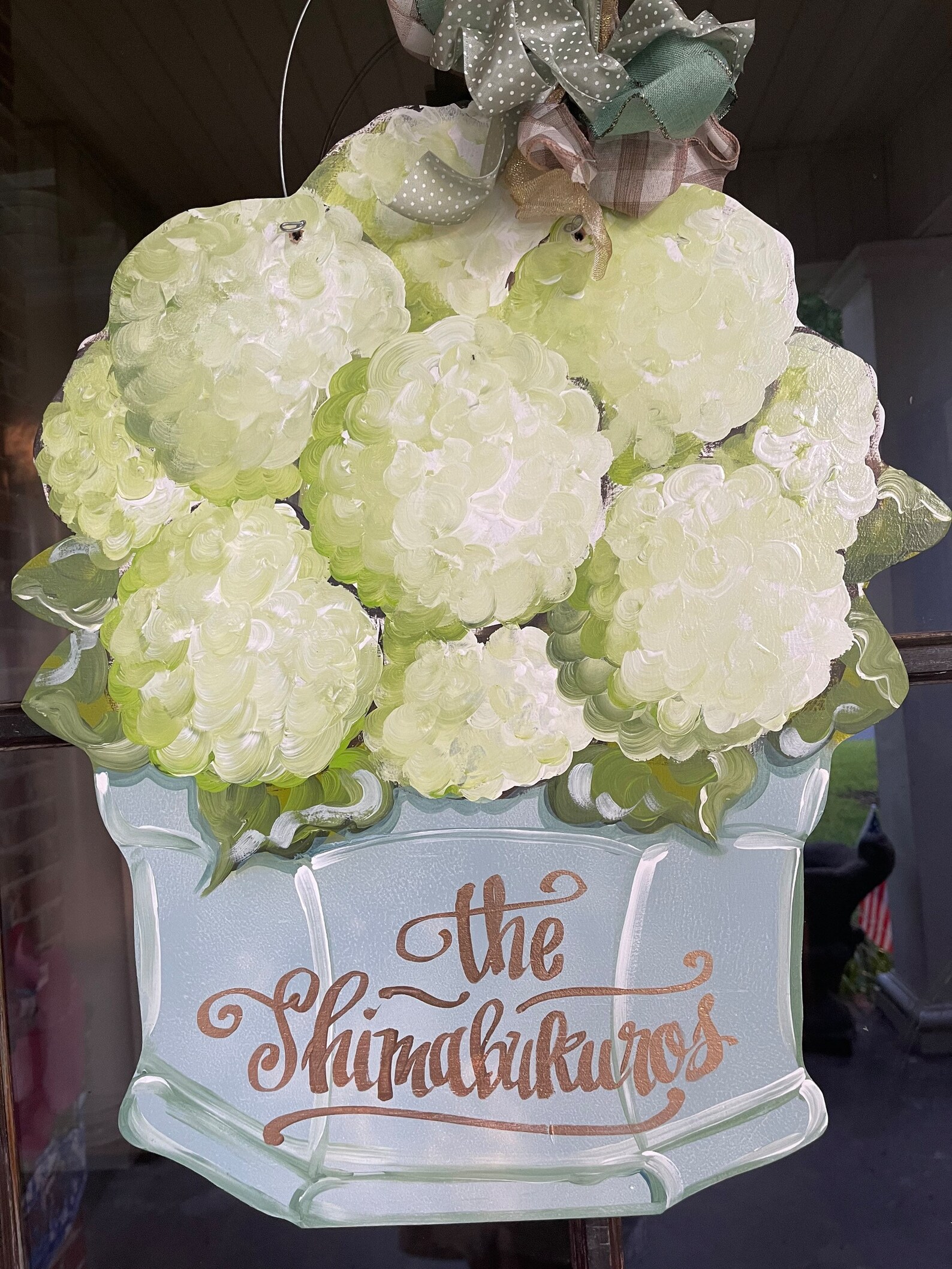 White Hydrangea Flower Pot Door Hanger - Etsy