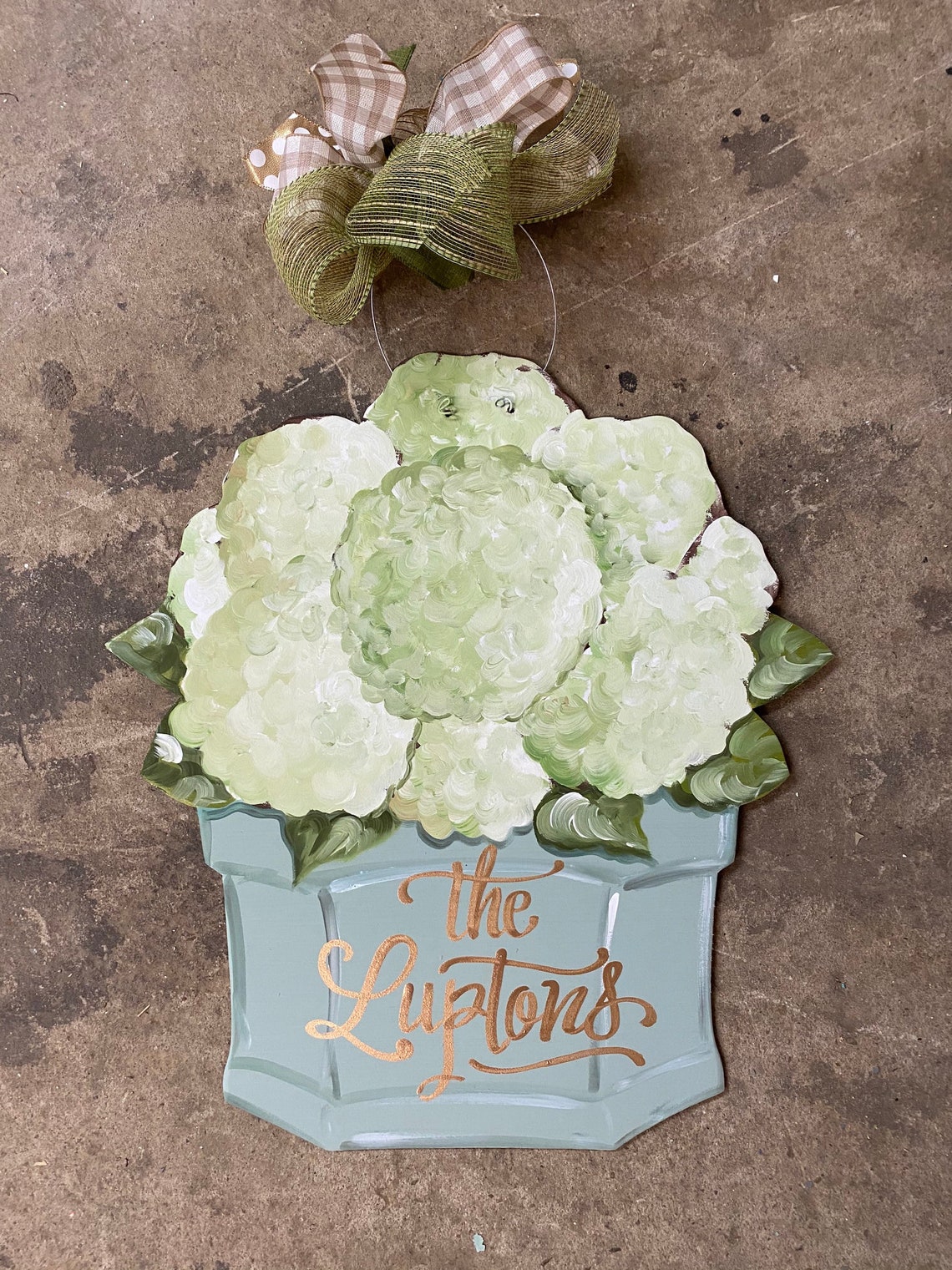 White Hydrangea Flower Pot Door Hanger - Etsy
