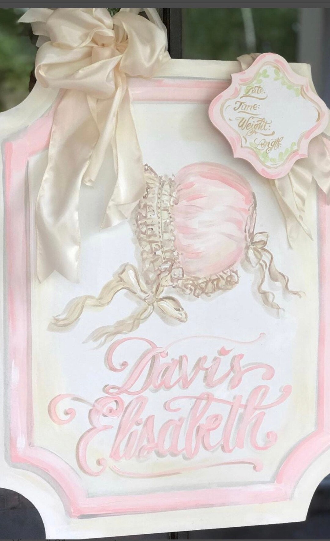 Baby Bonnet Door Hanger: Artist Tree Design - Etsy