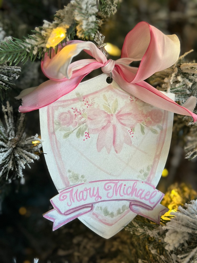 Personalized Pink Crest Christmas Ornaments. 6x5 - Etsy