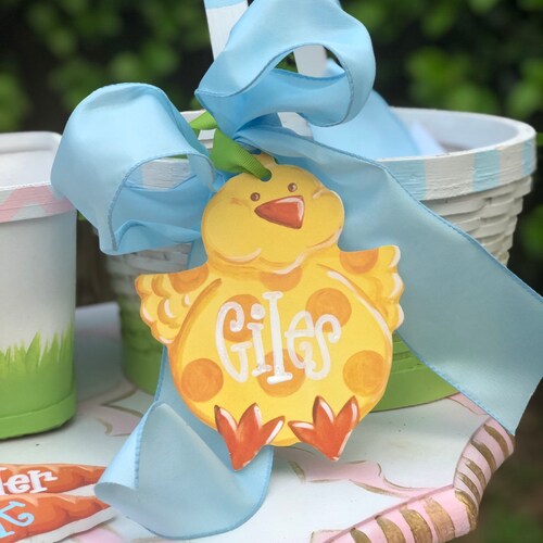 Personalized Chunky Lil Baby Chick Easter Basket Tag - Etsy