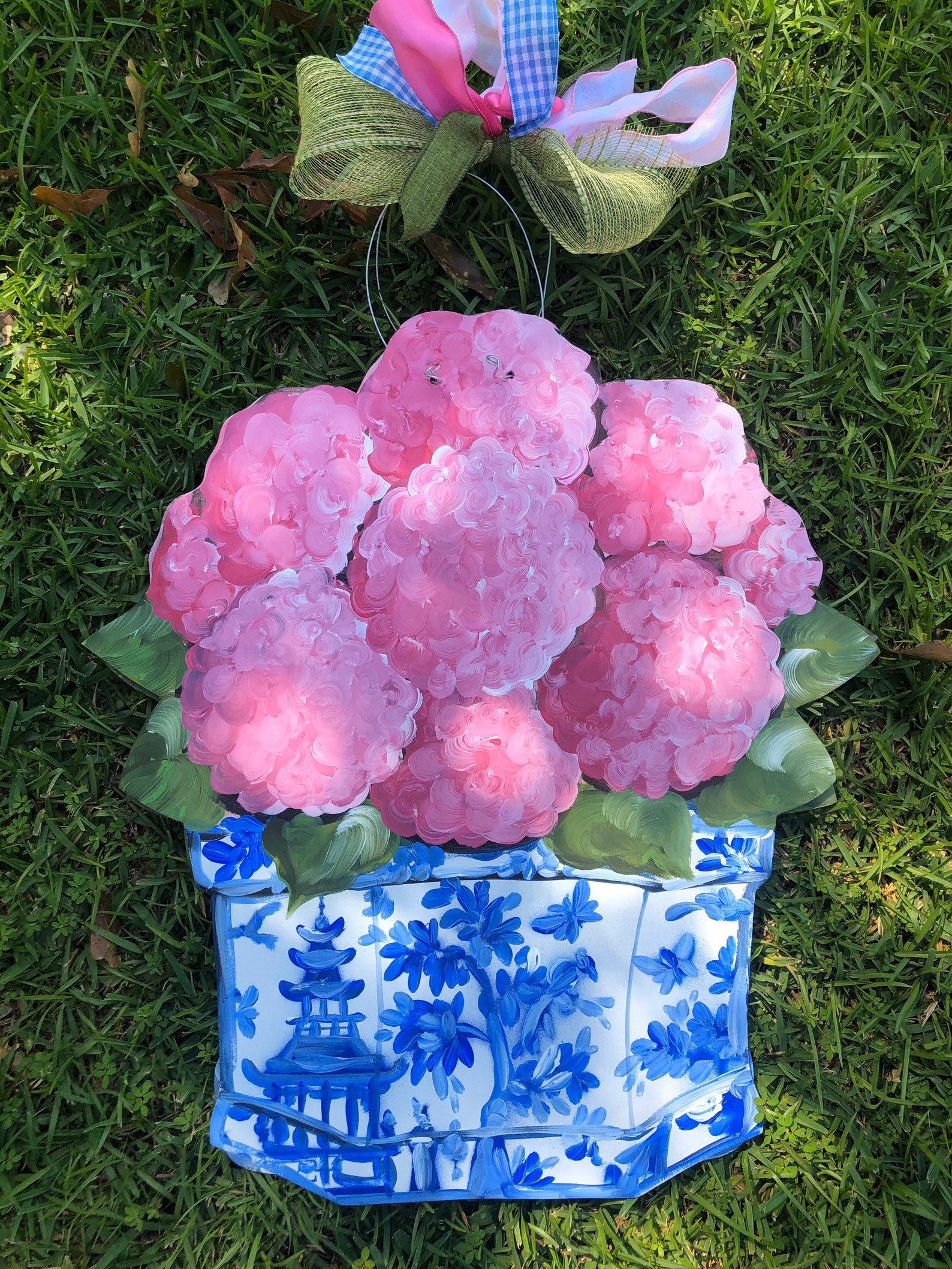 Pink Hydrangea Flower Pot Door Hanger - Etsy