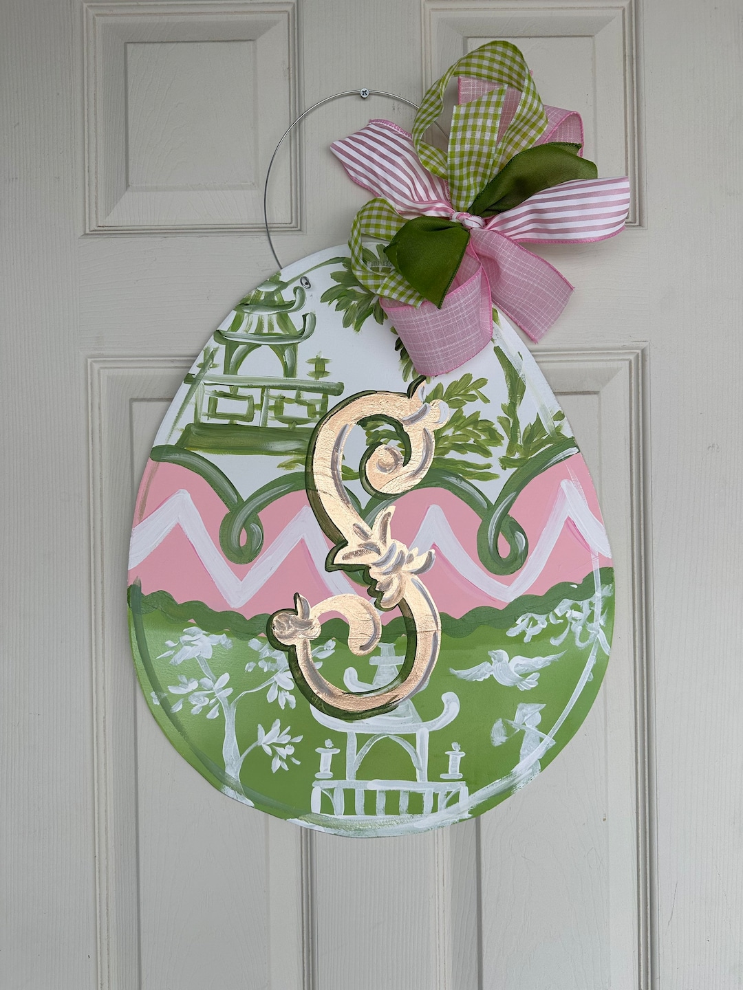 Pink and Green Lilly Preppy Easter Egg Chinoiserie Egg, With ...