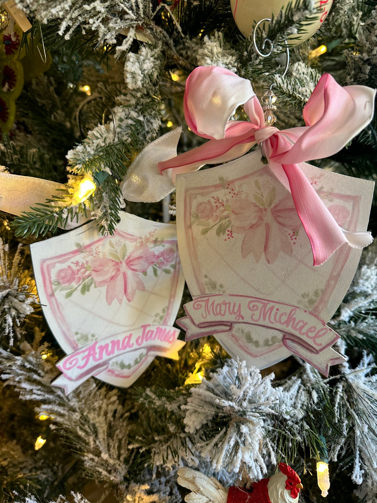 Personalized Pink Crest Christmas Ornaments. 6x5 - Etsy
