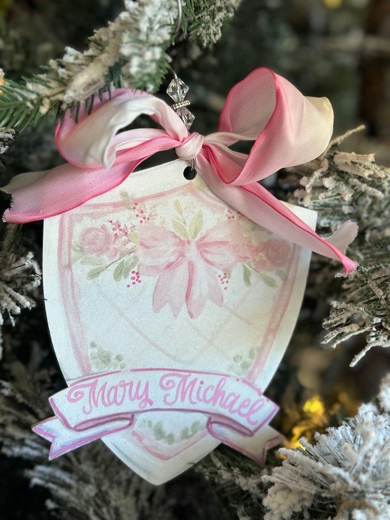 Personalized Pink Crest Christmas Ornaments. 6x5 - Etsy