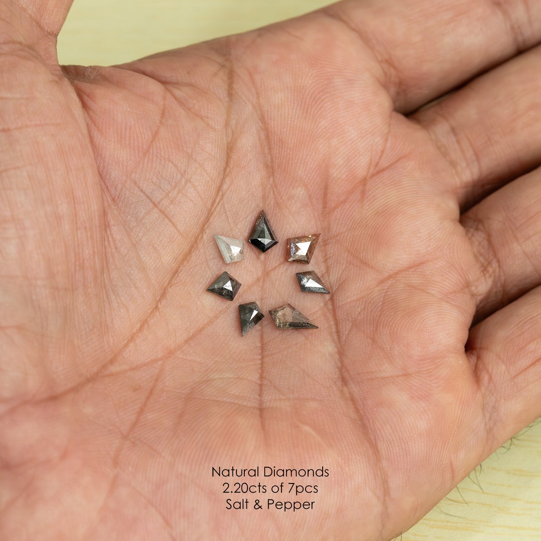 Salt & Pepper Natural Diamonds Kite Shape Selection Parcel 2.20cts 7pcs ...