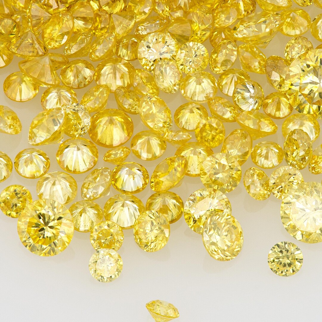1pcs Dark Cape Diamonds 0.8mm to 2.5mm Size Fancy Yellow Untreated ...