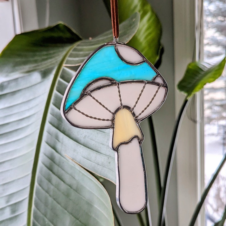 Mushroom Stained Glass Suncatcher / Whimsical Toadstool Glass - Etsy
