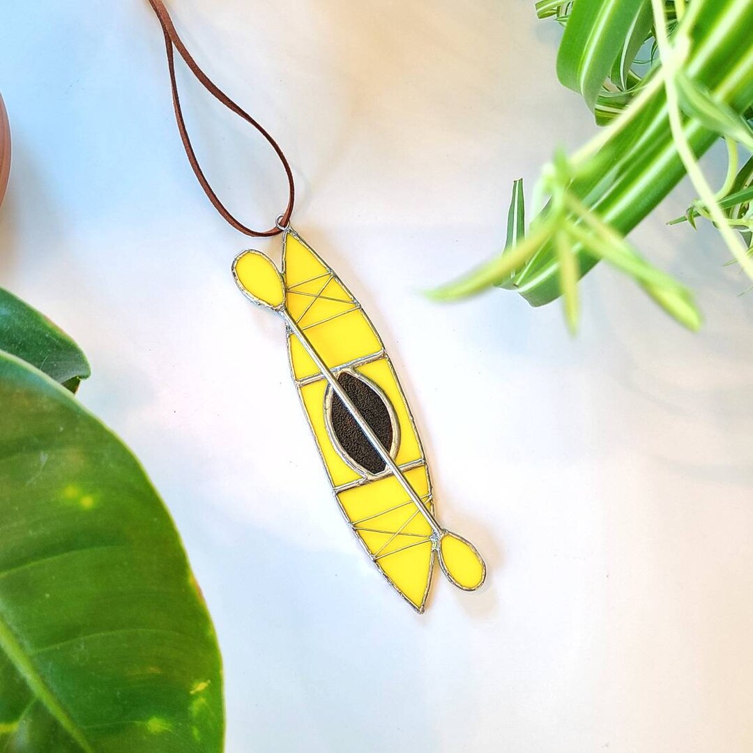 Stained Glass Kayak Suncatcher: Paddler Gift, Outdoor Decor - Etsy