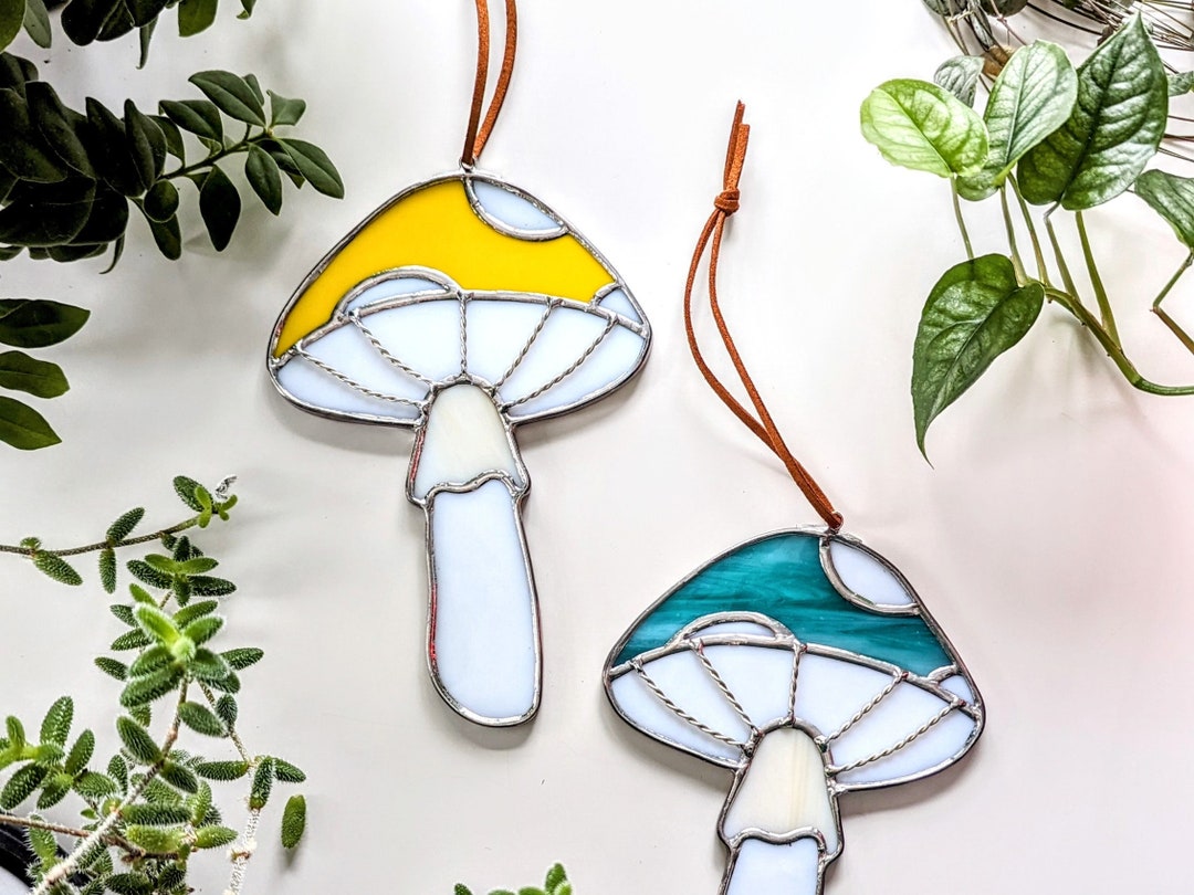 Mushroom Stained Glass Suncatcher / Whimsical Toadstool Glass Art - Etsy